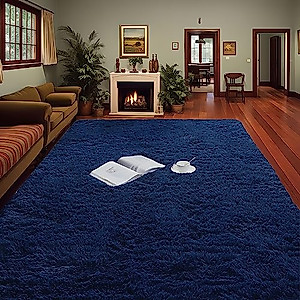 Ultra Soft Thicken Area Rugs for Bedroom Living Room Fluffy Shaggy Rug 3x5 Feet Blue Luxury Carpets for Home Decor Plush Non-Slip Area Rug for Kids Play Room Nursery