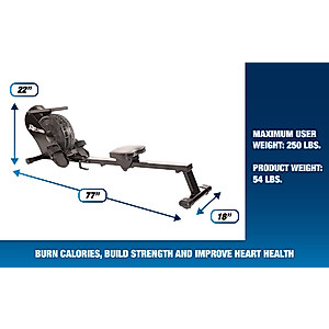 Stamina ATS Air Rower Machine with Smart Workout App - Foldable Rowing Machine with Dynamic Air Resistance for Home Gym Fitness - Up to 250 lbs Weight Capacity
