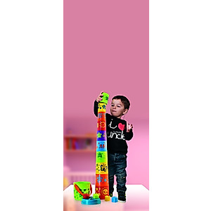 Miniland Educational - Giantte Déco Moogy Stacking Buckets Set - Plastic Stackable Nesting Cups for Kids, Fun Toddler Playtime Activity to Promote Motor Skills and Coordination