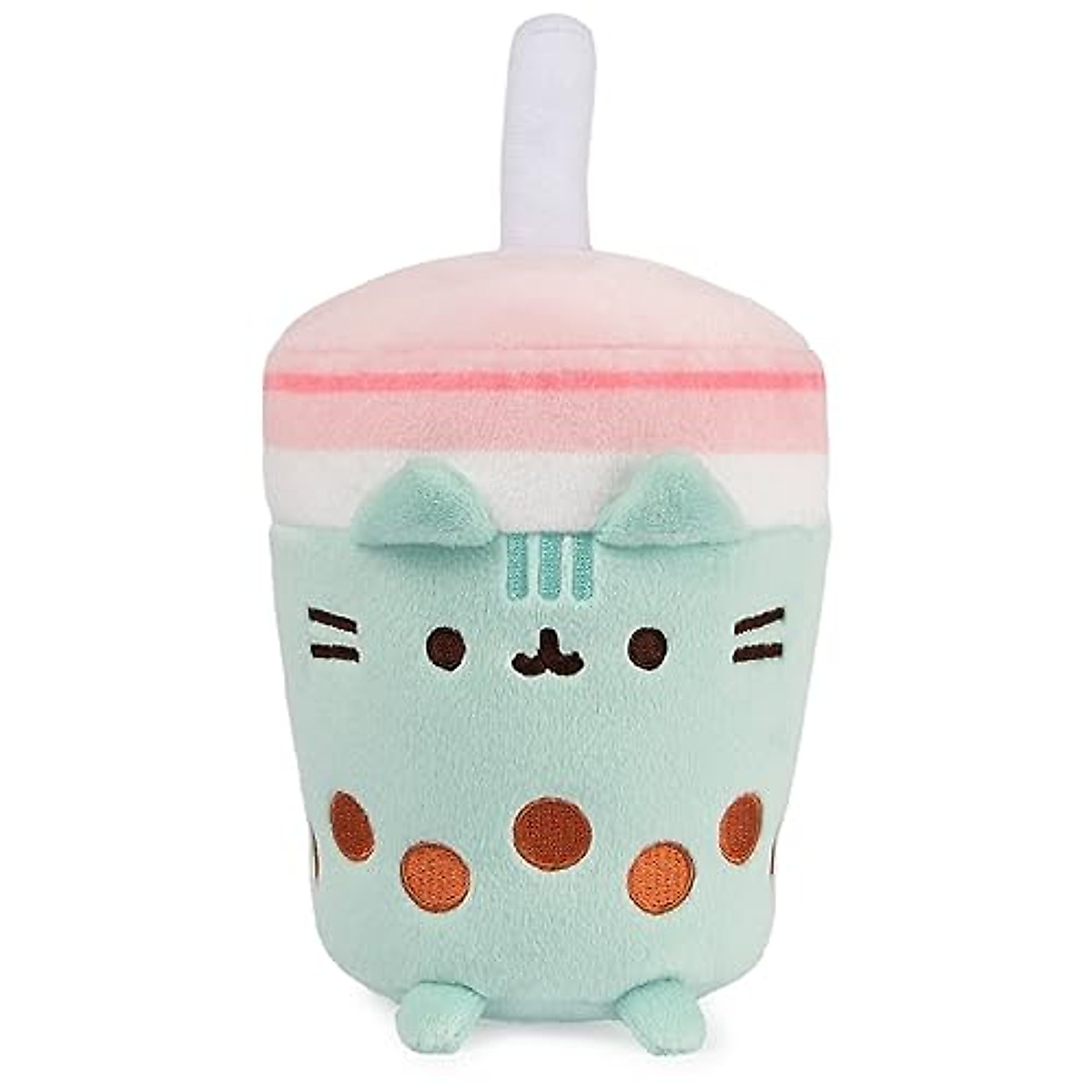 GUND Pusheen Boba Tea Cup Plush Cat Stuffed Animal for Ages 8 and Up, Green/Pink, 6”