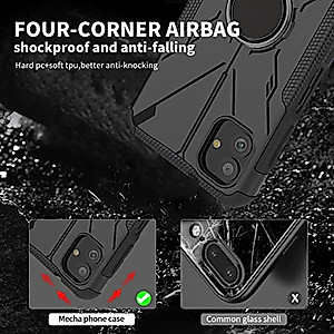 for Samsung A04 Case, Galaxy A04 Case with Screen Protector, Military Grade Shockproof Protective Phone Case with 360°Rotatable Ring Holder, Supports Magnetic Car Mounts for Samsung Galaxy A04(Black)