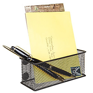 MyGift Matte Black Metal Magnetic Marker Holder for Whiteboard, Office Supplies and Accessory Storage Mesh Baskets for Fridge, Set of 6