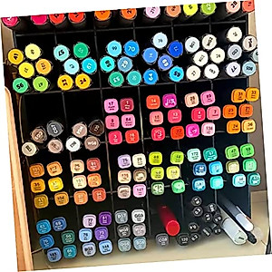 NUOBESTY Home Plastic Grids Hole Household Desk Organizer Pencils Storage Display Accessories - Eyeliner Art Shelf Multi-slot Brushes Cosmetic Container Pen -grid Black Stationary Paint