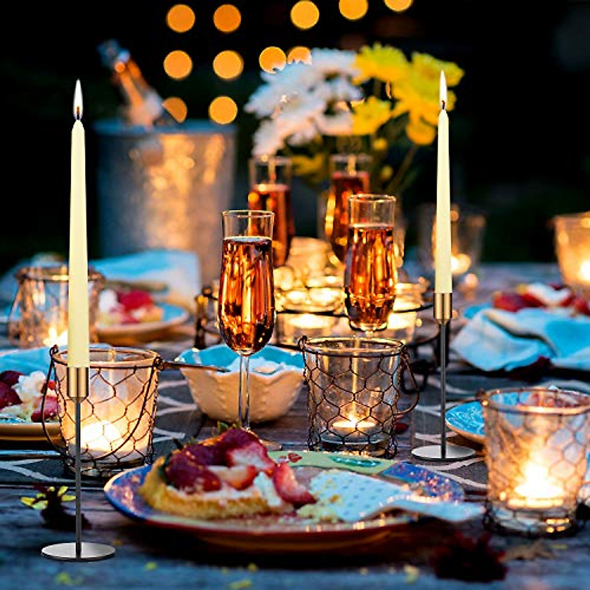 Organic CocoSoy Candles, Pack of 12 Purple Tapered Candles 10 inch Tall Coconut Soy Wax Tapers, Long Stem Dripless Smokeless Dinner Taper Candles for Home Decoration, Wedding, Parties, Ceremonies