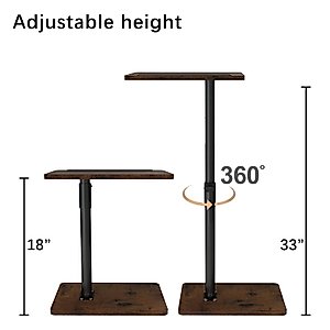 YUHFERA Sofa Armrest Tray Table for Couch - 360° Swivel Height Adjustable End for Small Spaces, Snack Side Table for Bed or Chair with Phone & Tablet Slot (Rustic,Standard)