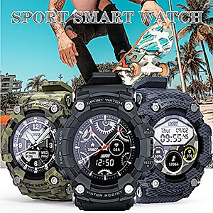 Military Smart Watch for Men IP6X Waterproof HD 1.3" Fitness Tracker Watch for Android & iOS iPhones with Heart Rate Blood Pressure Monitor Sports Tactical Watch for Adults