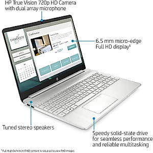 2021 Full HD Laptop, AMD Ryzen 5-5500u Processor, 8GB DDR4 RAM, 256GB SSD, Bluetooth, Wi-Fi, HDMI, Windows 10, W/ MD Accessories, Silver, 15-15.99 inches (HP 15 laptop)