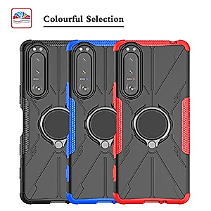 LiuShan Compatible with Sony Xperia 5 III case,360° Rotation Ring Holder KickstandMilitary Grade Shockproof Cover for Sony Xperia 5 III Smartphone（Not Applicable Sony Xperia 1,Red