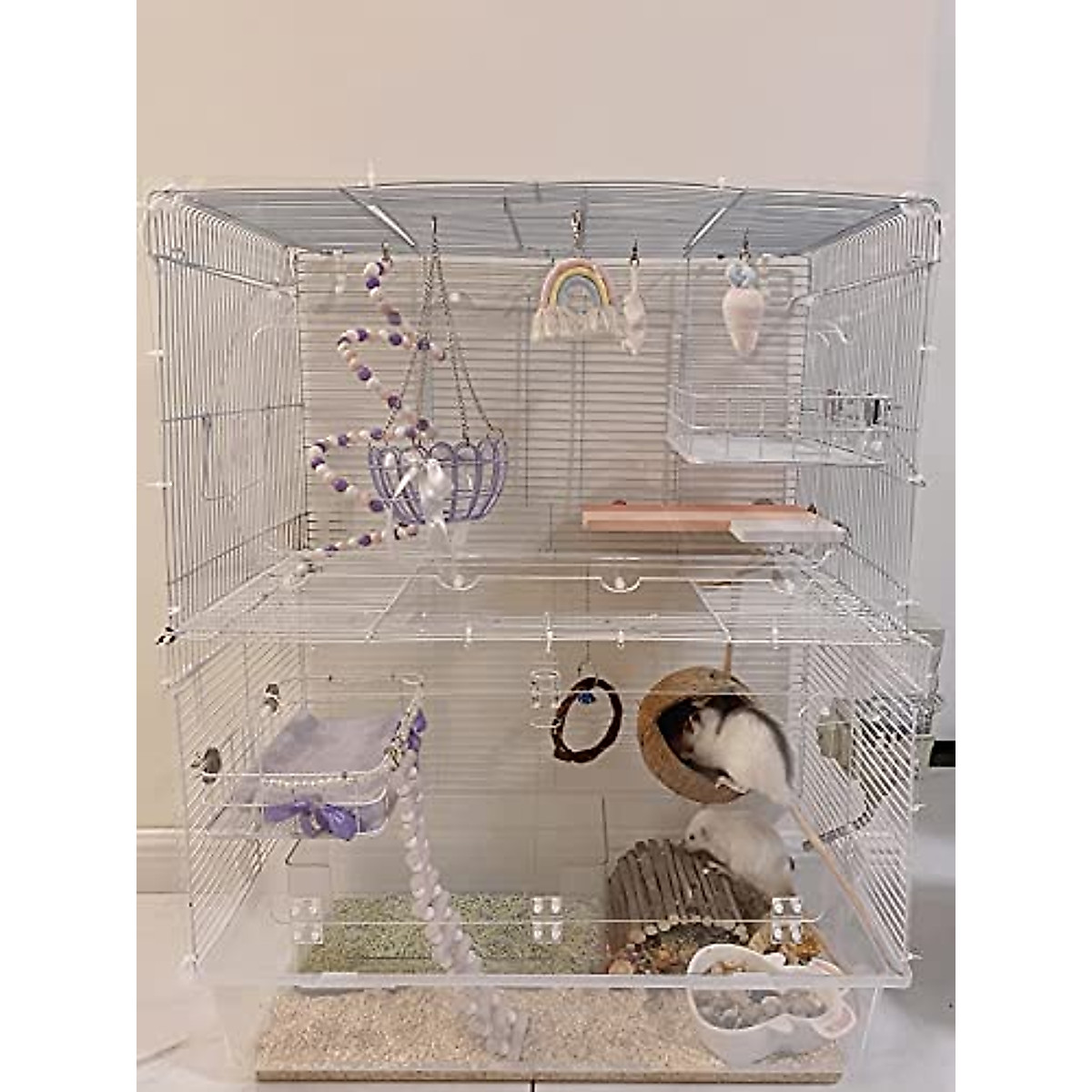 WOLEDOE Rat Cage Platform, All-Metal Basket Chew-Proof Design, Chinchilla Toys and Cage Accessories Ledge Ramp fit Ferret, Guinea Pig, Sugar Glider