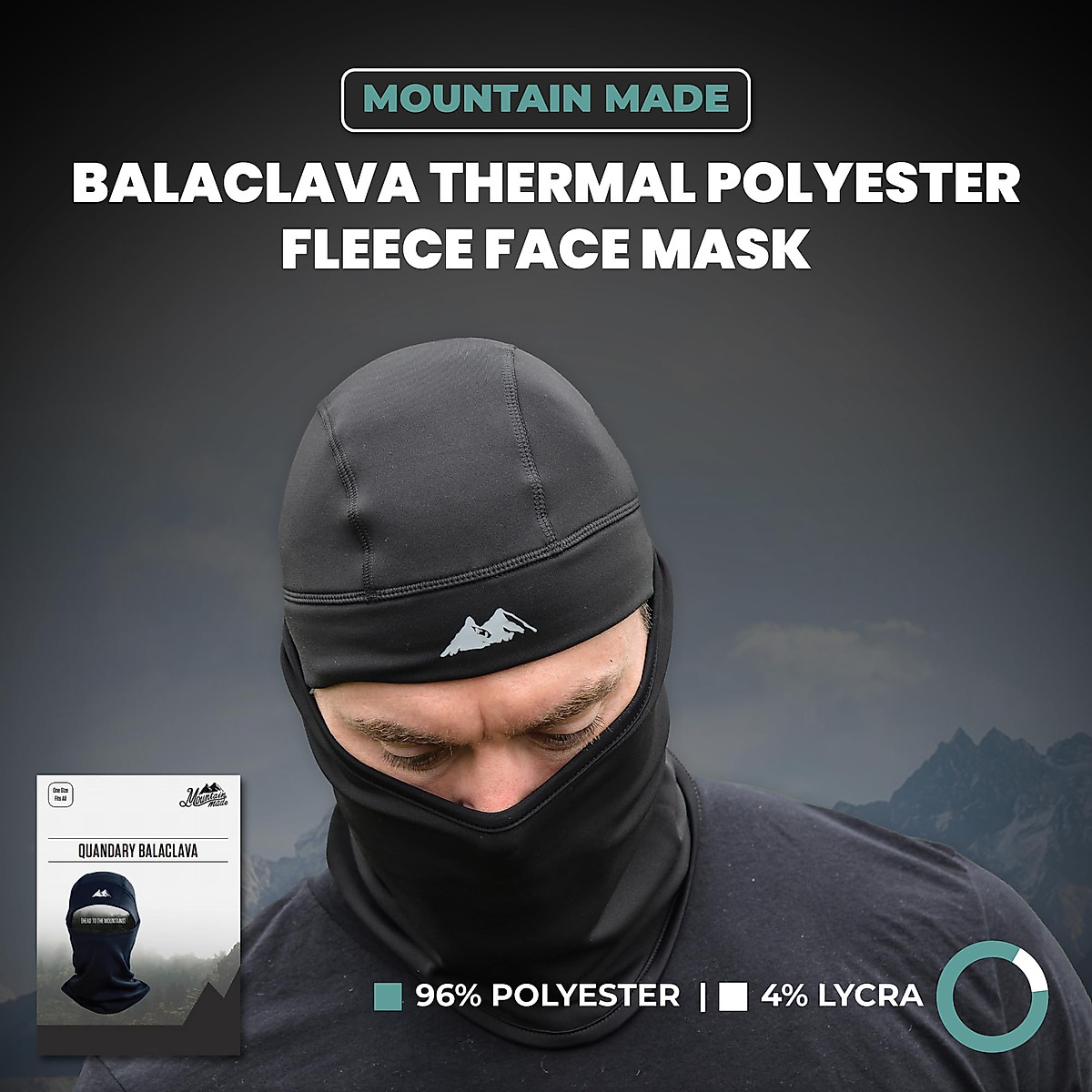 Mountain Made Balaclava Thermal Polyester Fleece Face Mask, Black, One Size