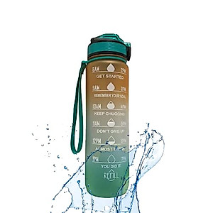 1 Littre Water bottle Motivational Water Bottle with Time Marker & Removable Strainer to Remind You Drink More Water, Fast Flow, Leakproof BPA Free Sport Water Bottle for Fitness and Outdoor …