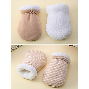 Blulu 3 Pairs Newborn Mitten Gloves Baby Winter Mittens Warm Infant Cotton Mittens