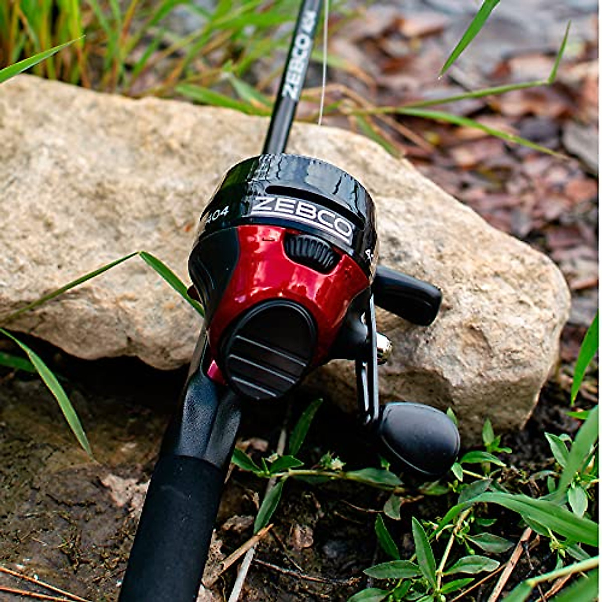 Zebco 404 Spincast Reel and Fishing Rod Combo, 5'6" 2-Piece Durable Fiberglass Rod with EVA Handle, Quickset Anti-Reverse Reel with Built-in Bite Alert, 28-Piece Tackle Pack,Black/Red