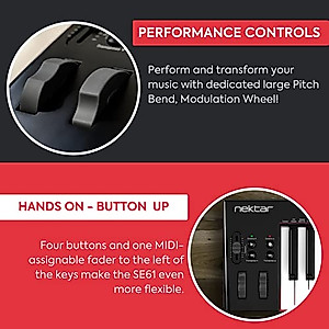 Nektar SE61 - USB MIDI Controller Keyboard with Nektar DAW Integration, Black