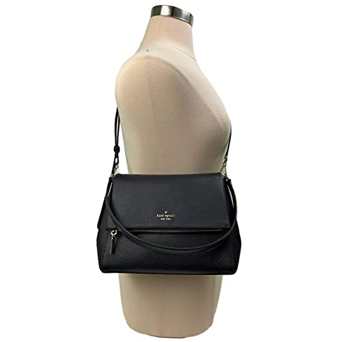 Kate Spade Leila Medium Pebbled Leather Shoulder Bag (Black)