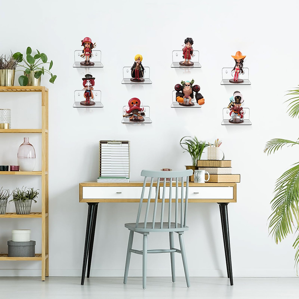 COXWANG Acrylic Small Shelf,Mini Acrylic Wall Shelf,Acrylic Shelf,for Pop Figures,Plant,Picture Photo Modern Wall for Office Bedroom Living Room