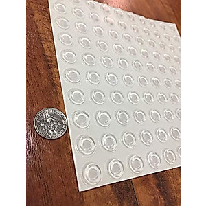 Pack of 100 Cabinet Door Bumpers - 1/2” Diameter Clear Adhesive Pads for Drawers, Glass Tops, Cutting Boards, Picture Frames, Small Furniture