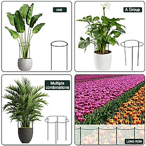 12 Pack Plant Support Stakes, Peony Cages and Supports Large 10" Wide x 24" High Tall Peony Ring Supports, Garden Plant Stakes for Outdoor Plants Rose, Tomato, Hydrangea, Flowers