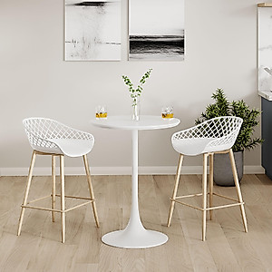 Kurv Counter Stool, Set of 2, White, Indoor/Outdoor, Patio Stools, Bar Stools