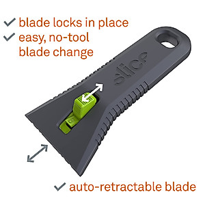 Slice 10593 Regular - Auto-retractable, Utility Scraper, Ceramic Blade Automatically Retracts, Rust Free, Finger Friendly, Soft-Touch Comfort Grips Reduce Strain, 1 Pack