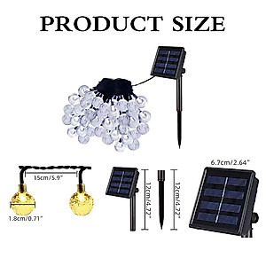 Lenreta 31FT 50LED Solar String Lights Outdoor 8 Modes Waterproof Solar Patio Lights Solar Lights Outdoor Decorative for Garden Yard Home Party Wedding Christmas Garden Solar Lights Patio Lights