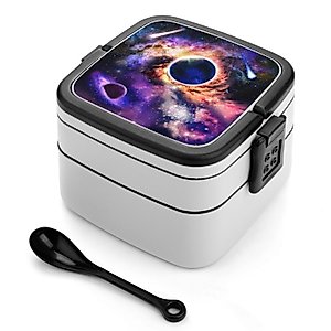Big Bang Solar System Planet Lunch Box Adult Double Layer Bento Box Leak Proof Travel Containers with Spoon for Hot Food Office