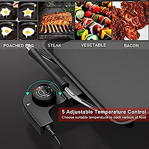 SIMOE 36 inch Electric Griddle Teppanyaki Grill, BBQ Smokeless Grills, 2000W Barbecue Griddles Table Top with Nonstick Surfaces and Adjustable 5 Temperature Setting, Indoor/Outdoor Grill