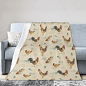Cute Country Farm Rooster Blanket Ultra Soft Flannel Throw Blanket Warm Cozy Blanket Gifts for Kids Adults All Season 50"X40"