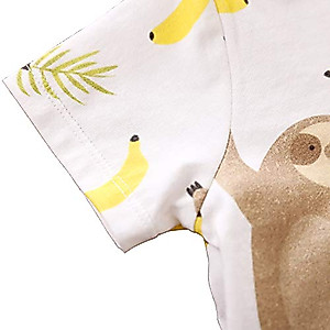 IURNXB Baby Newborn Girl Boy Lovely Cartoon Tree Sloth Print Bodysuit Outfits Baby Clothes