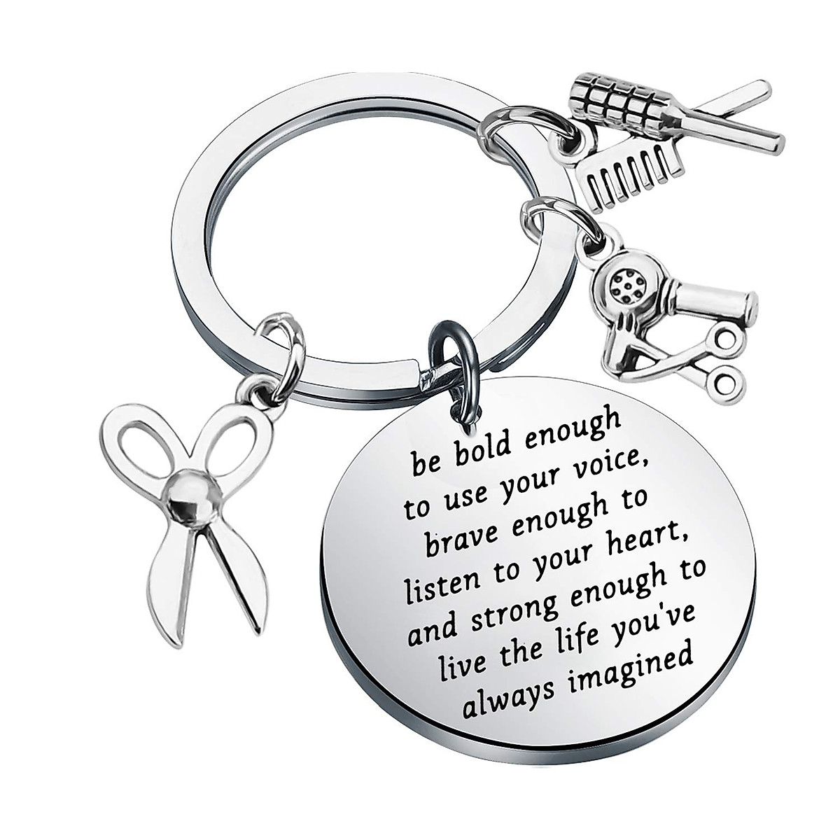 AKTAP Hair Stylist Gift Hairdresser Keychain Inspirational Hairstyliest Jewelry Cosmetology Graduation Gift Be Bold Enough to Use Your Voice (Hairdresser Keychain)