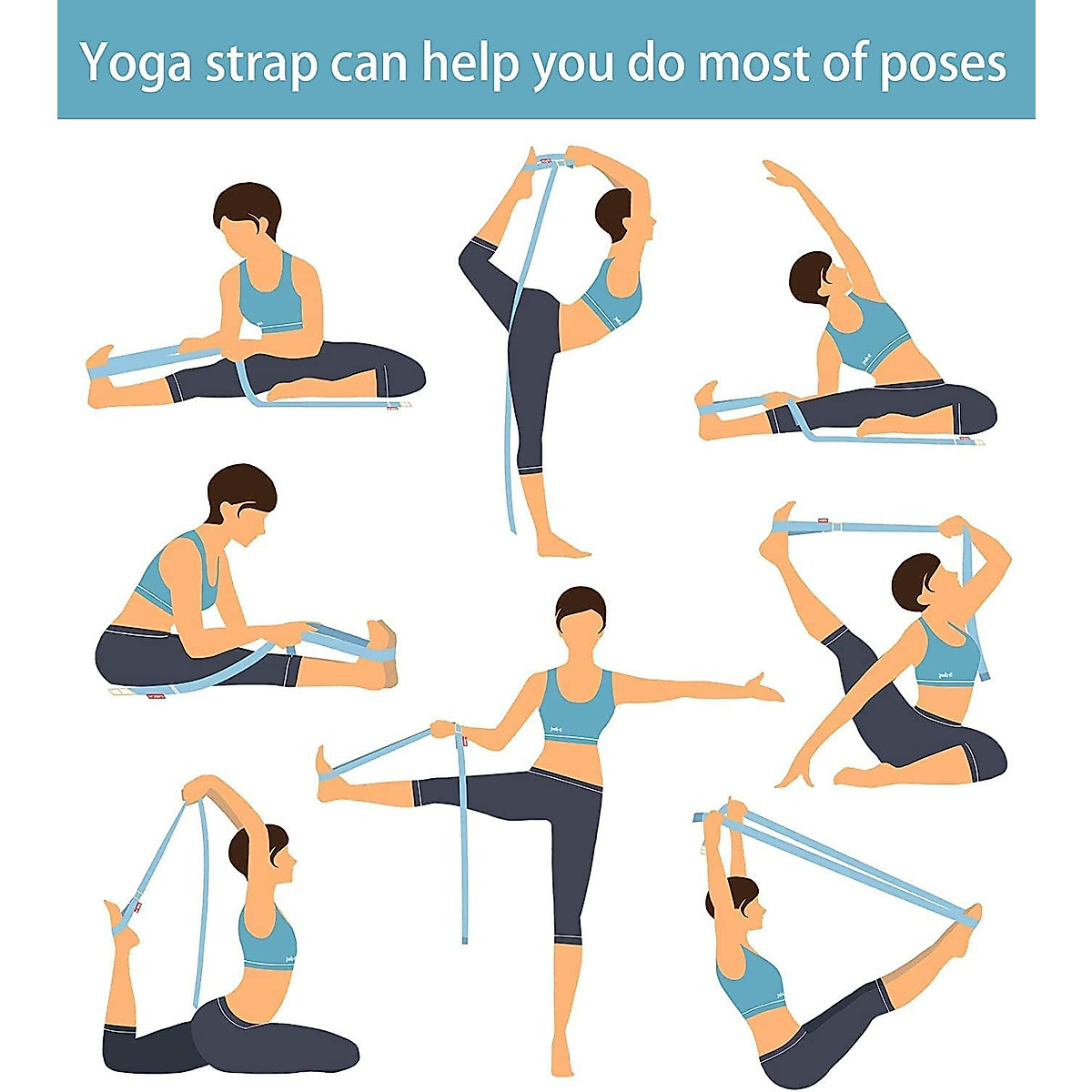 4 Pack Yoga Blocks 9''x6''x3'' High Density Yoga Brick Foam Blocks to Improve Strength+ 5 Pack Yoga Strap (6ft) Stretch Band with Metal D Ring Buckle Loop