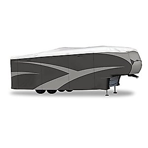 ADCO 36858 Designer Series Olefin HD Fifth Wheel Trailer Cover 40' 1" - 43', Gray/White