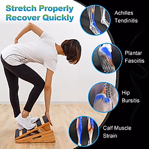 StrongTek Professional Wooden Slant Board, Adjustable Incline Board, and Calf Stretcher, Stretch Board - Extra Side-Handle Design for Portability, Partial-Coverage