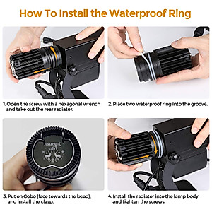 HILITING 30W LED GOBO Projector - 2400 Lumens Rotating Logo Projector - IP65 Waterproof with Remote - Including Free Custom Glass GOBO - Personalized Logo for Company Bar Wedding Advertising (Black)