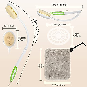 Back Shower Brush for Men and Women, Bath Brush with Quick Dry Wrap, 23.5" Foldable Extra Long Handle Curved Body Cleaning Back Scrubber, Suitable for Elderly,Disabled,Seniors,Pregnant - LYIGEOL