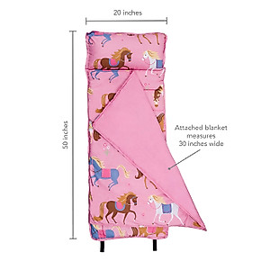 Wildkin Microfiber Nap Mat with Reusable Pillow for Boys and Girls, Perfect for Daycare and Preschool Toddler Sleeping Mat, Soft Cotton Blend Materials Nap Mat for Kids (Horses)