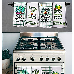OCCdesign Funny Kitchen Towels for Camper, Camper Gifts, Happy Camper Camping RV Accessories, Set of 4