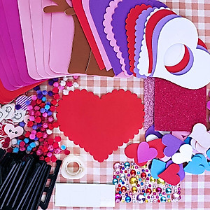 Winlyn 12 Sets Heart Picture Frames Decorations Valentine Crafts Kits DIY Heart Frames Art Sets Smile Hearts Foam Valentine Stickers for Kids Valentine's Day Party Classroom Activities Gift Exchange