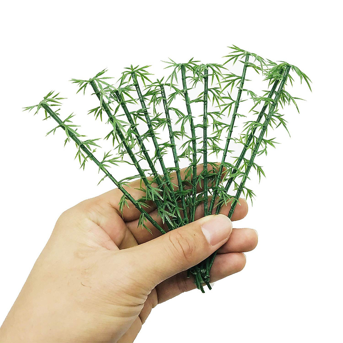 120 PCS Model Bamboo Trees, Woohome 5 Size Green Plastic Bamboo Trees for Home Decoration, Miniature Landscape, Landform Diorama Project (2.4 inch – 5.9inch)