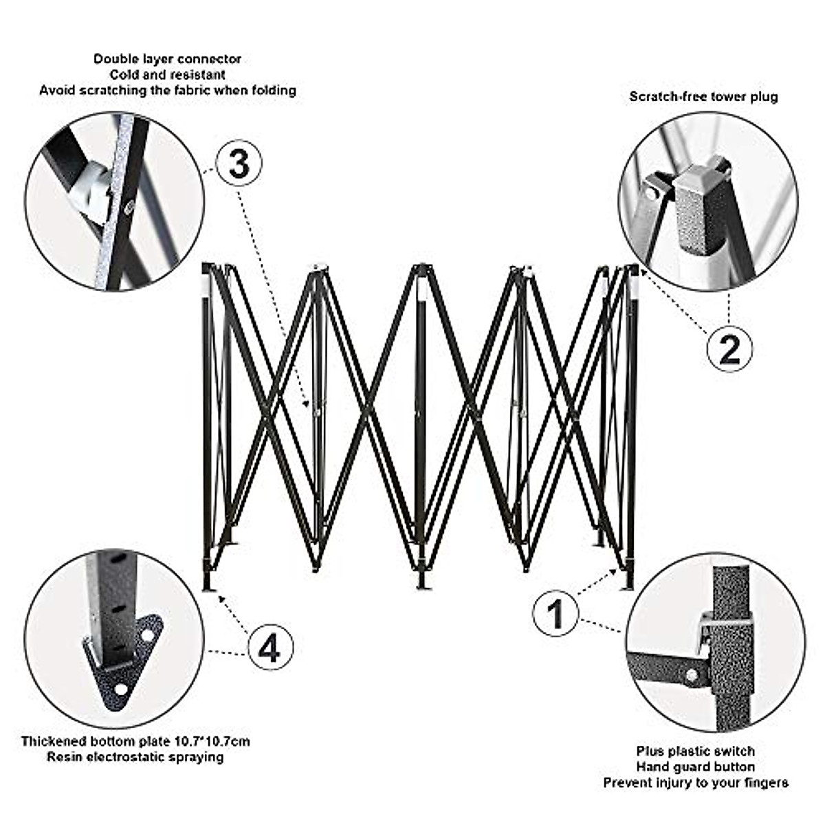 AMERICAN PHOENIX 10x20 Canopy Tent Pop Up Portable Instant Commercial Heavy Duty Outdoor Market Shelter (10'x20' (Black Frame), White)