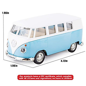 TGRCM-CZ 1/36 Scale Bus Casting Car Model, Zinc Alloy Toy Car for Kids, Pull Back Vehicles Toy Truck for Toddlers Kids Boys Girls Gift (Blue)