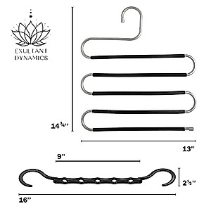 Exultant Dynamics - Stainless Steel Pant Hangers - Essential Hangers Space Saving Bundle - Set of 5 – Organizer for Clothes – Closet Space Saver – Hang 25 Clothing Items