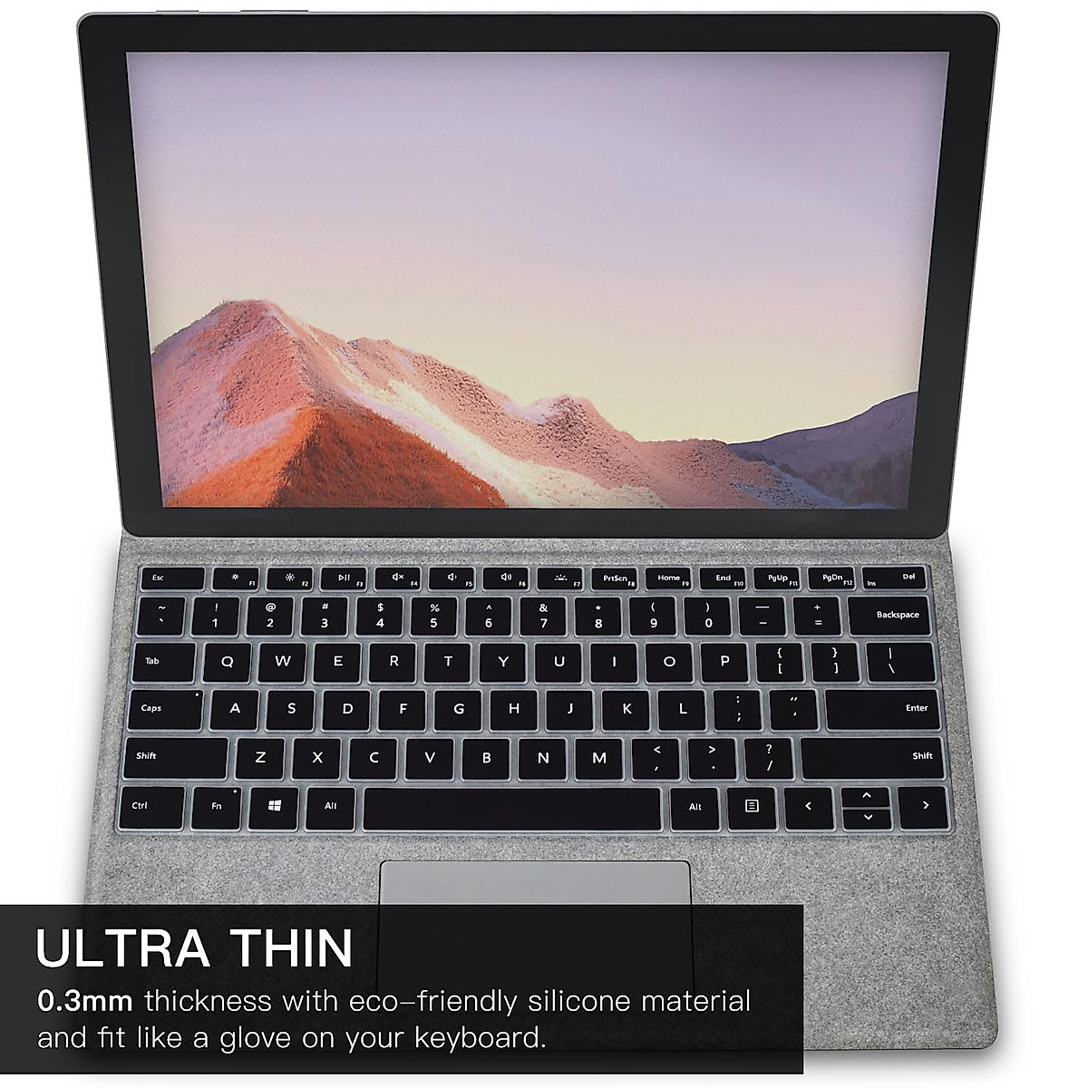 CaseBuy Keyboard Cover for Microsoft Surface Pro 7 Plus/7/6/5/4, US Layout, Black, Silicone