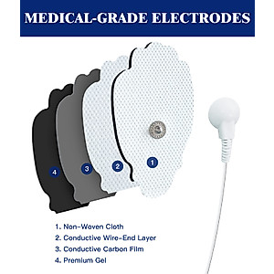 24 Pack TENS Unit Replacement Pads, Reusable Long-Lasting Self-Adhesive Non-Irritating Snap Electrodes Pad for Tens Unit with Standard 3.5mm Snap-on Connector, Compatible with Belifu, Brilnurse TENS