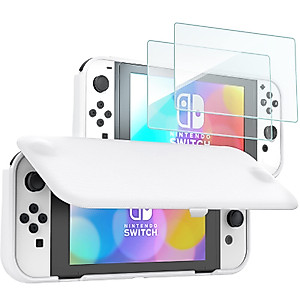 ProCase Nintendo Switch OLED Flip Cover with 2 Pack Tempered Glass Screen Protectors Bundle with Carrying Case for Nintendo Switch OLED Model & Nintendo Switch