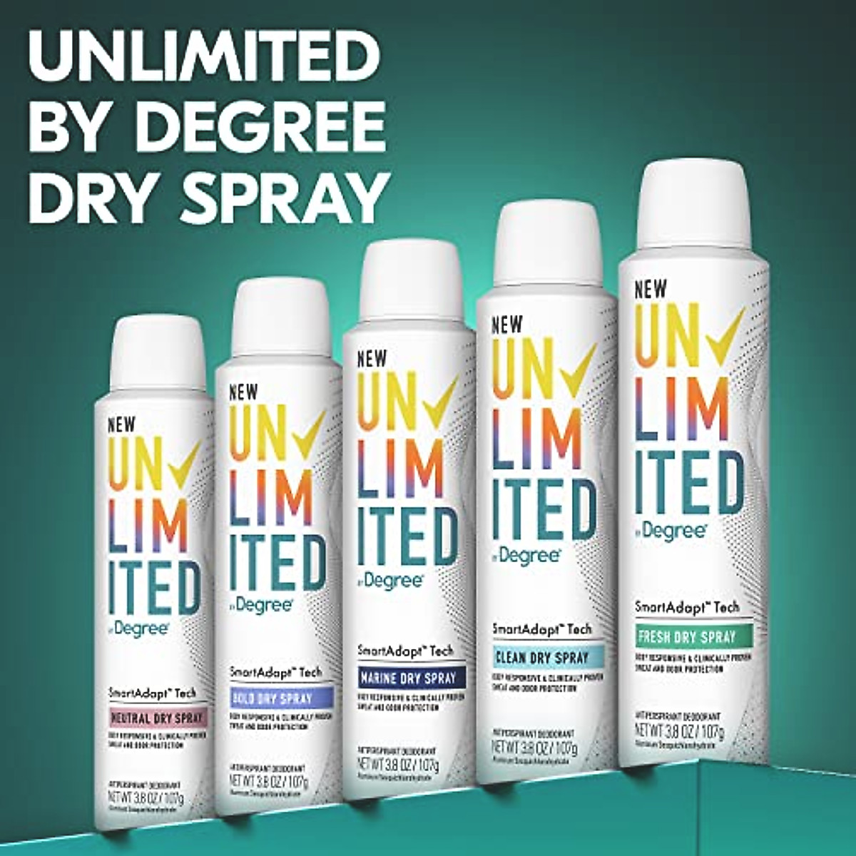 Degree Unlimited Antiperspirant Deodorant Dry Spray Fresh 2 Count Long-Lasting Sweat & Odor Protection with Antiperspirant Technology SmartAdapt Tech 3.8 oz