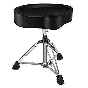 Donner Heavy Duty Drum Throne, Motorcycle Style Drum Seat, Widened Drum Chair with Upgraded Materials, Height Adjustable Padded Stool, Double Braced