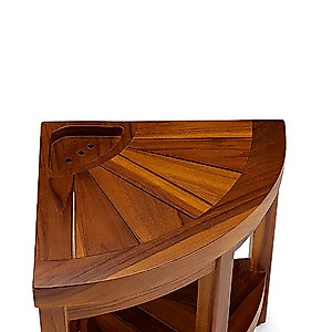 TeakCraft Corner Teak Shaving & Foot Rest with Shelf, 12" Fully Assembled, The Tilos
