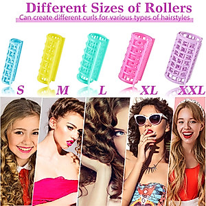30 Pieces Plastic Hair Rollers - Self-Grip Curlers in 5 Sizes, No Heat Required for DIY Hair Styling and Salon Use