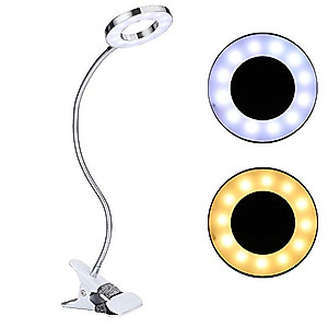 Desk Lamp with Clamp, Mini LED Lamp USB Rechargeable Warm/White Light Changeable Eye Protection Bed Light for Night Reading, Tattoo, Eyelash Extension, Make Up Lamp